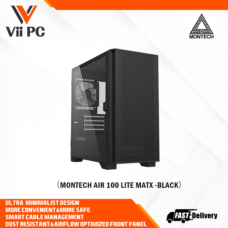 Montech AIR 100 LITE, Micro ATX Case, 2 Silent Fans, Fine Mesh Front ...
