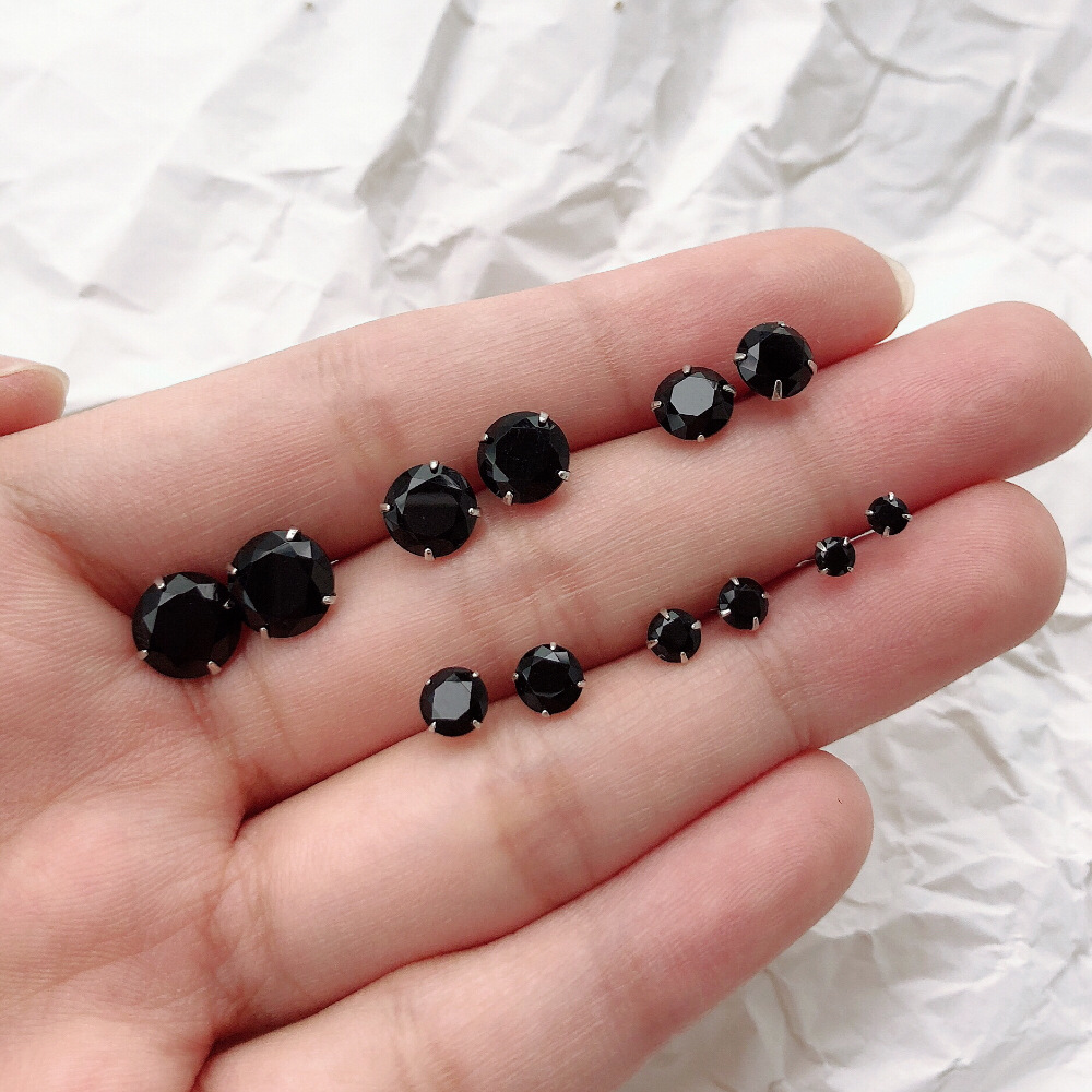 【Surprise Price】Silver Black Small Diamond Men's and Women's Basic ...