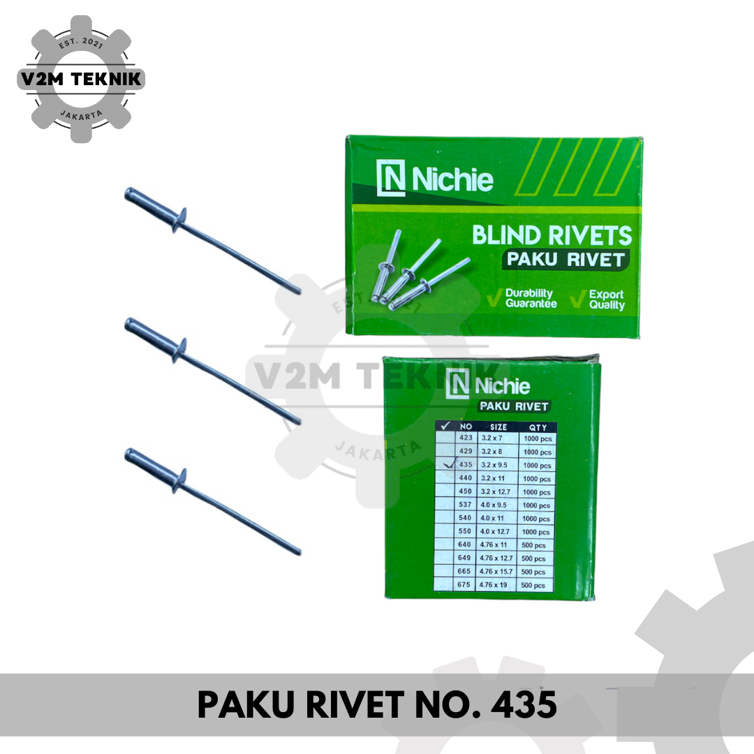 Paku Rivet NICHIE No. 435 / Paku Ripet 435 / Blind Rivets 435 | Lazada ...