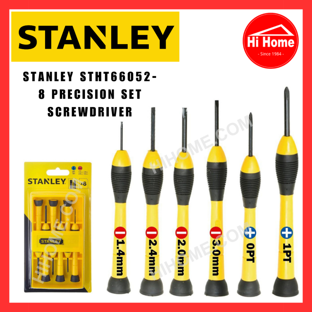 STANLEY STHT66052-8 6 Piece Precision Screwdriver Cross Flat Slotted ...