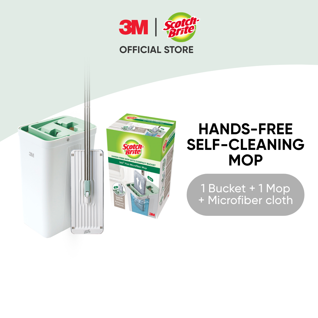 3M™ Scotch-Brite™ Hands-Free Mop with Compact Bucket, 1 pc/pack, For ...
