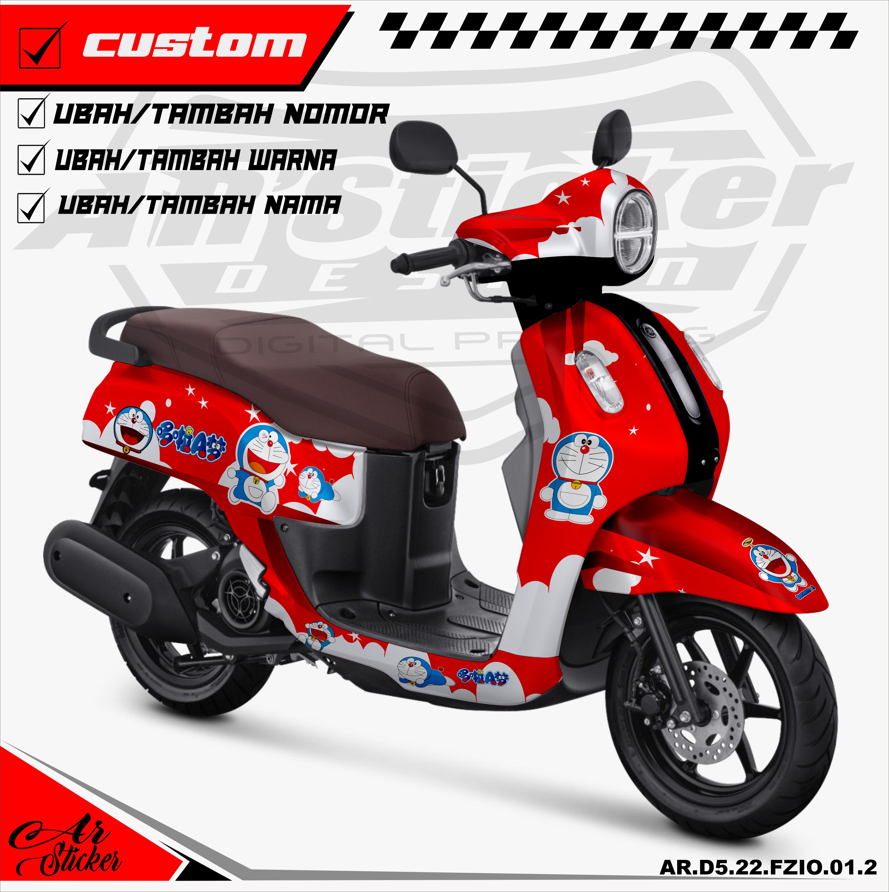 Decal Yamaha Fazzio Hologram Pelangi,Chrome - Sticker Decal Fullbody ...