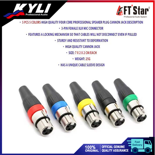 5pcs 3-pin Female XLR Microphone Connector Cannon Jack Adapter with ...