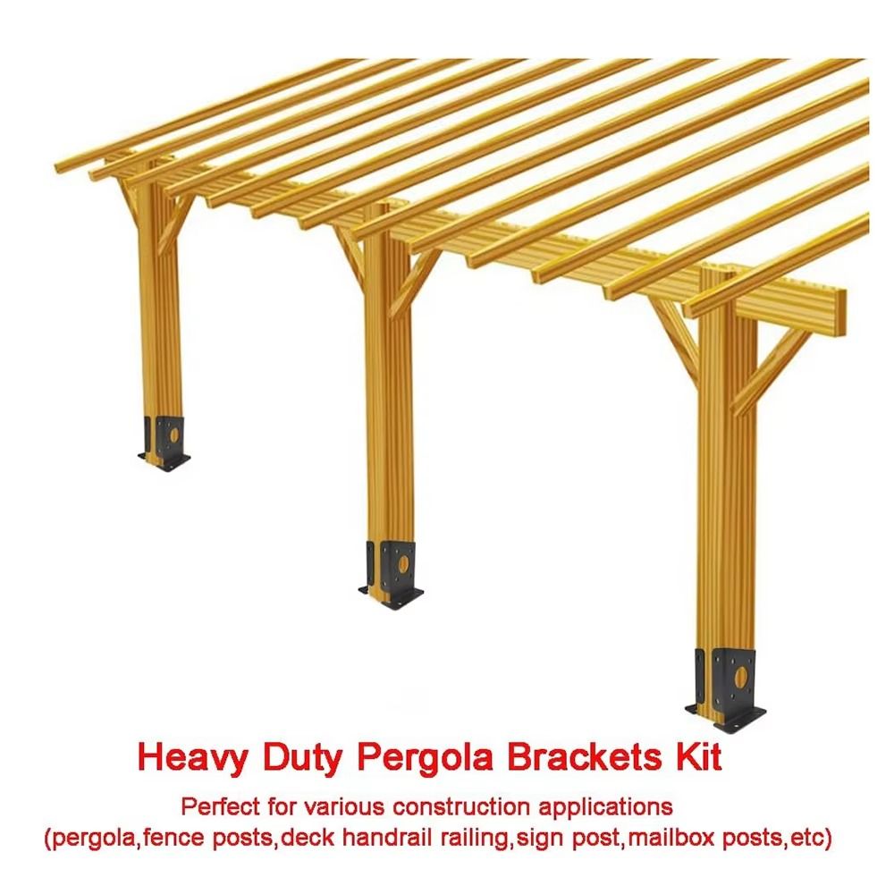 2pcs Base Brackets Sturdy Support Wood Fence Pergola Brackets ...