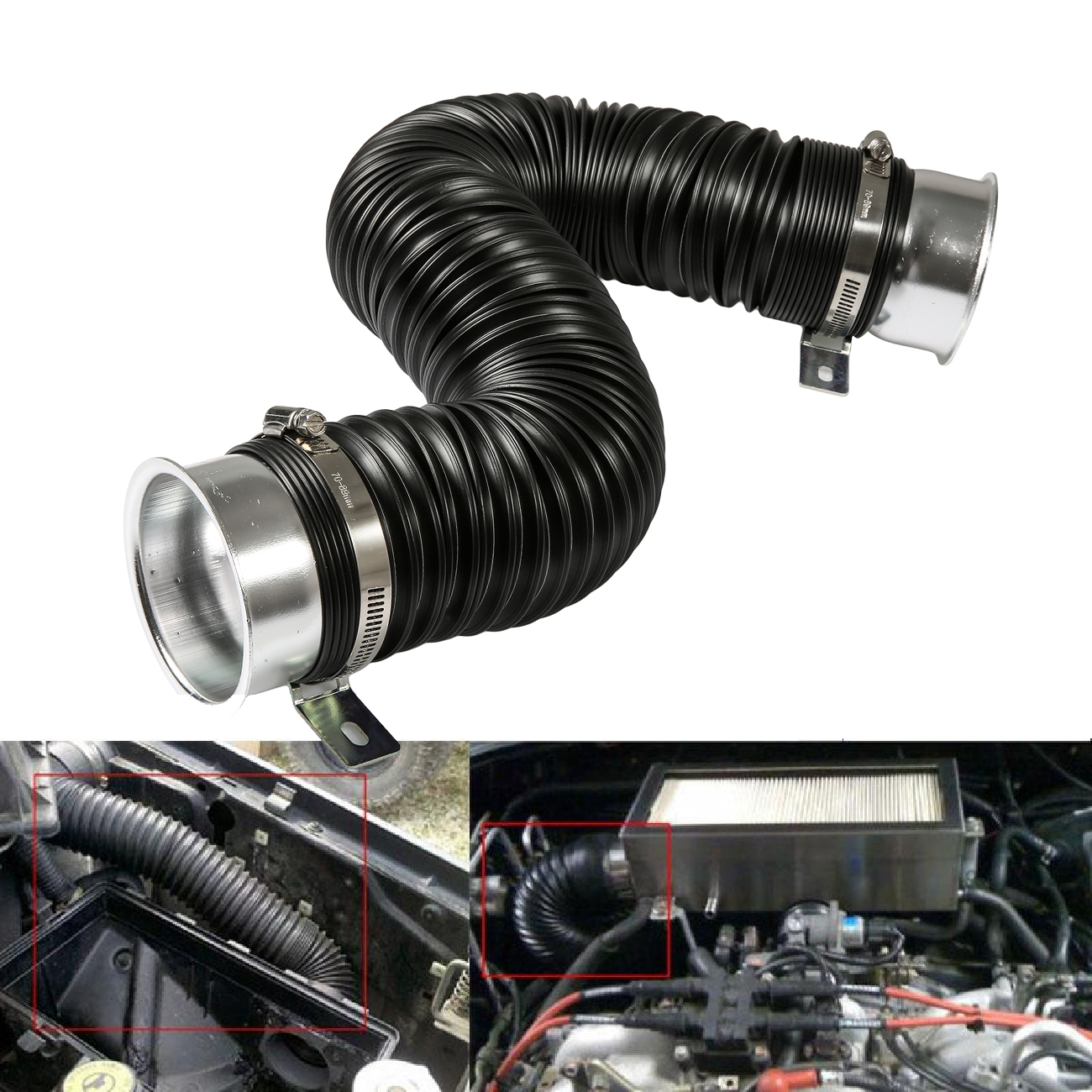 Universal 76mm 3inch Car Cold Air Intake Inlet Flexible Air Intake with ...