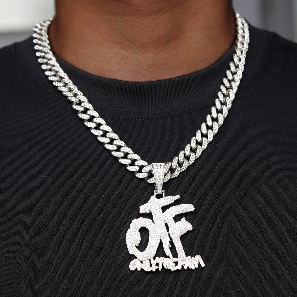 【Fashion-forward】Full Diamond OTF Pendant Necklace Men's Hiphop Hip Hop ...