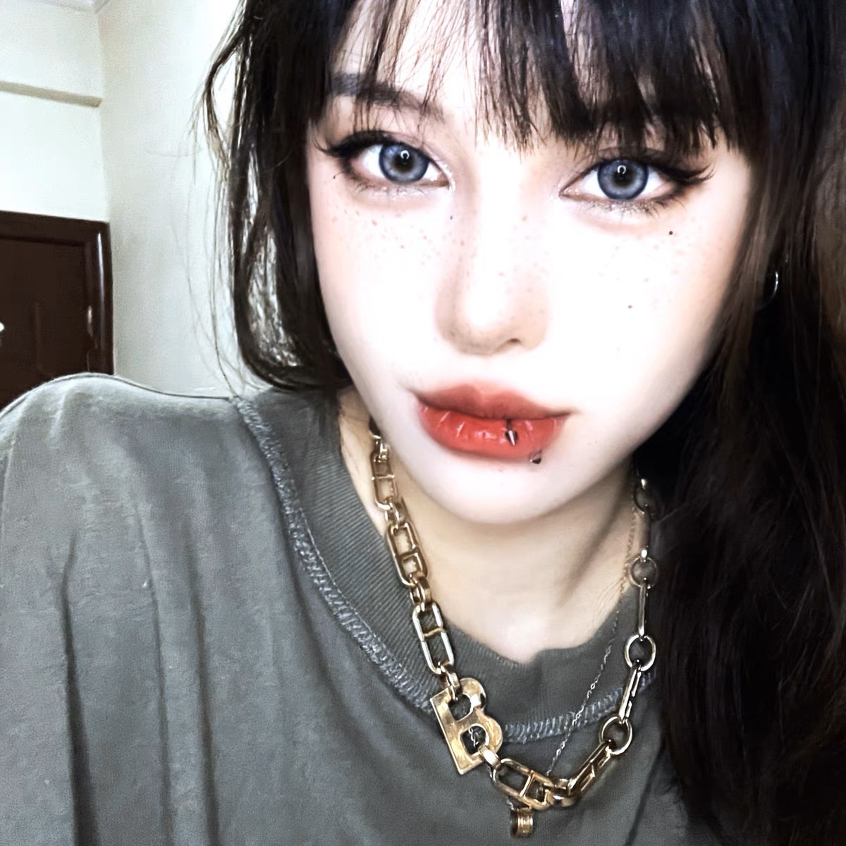 【New arrival】Lip ring lip nail hot girl horseshoe ring devil nail ...