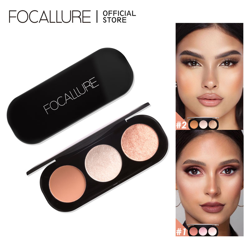 Focallure 3 Colors Optional Blush&highlighter Palette Face Matte ...
