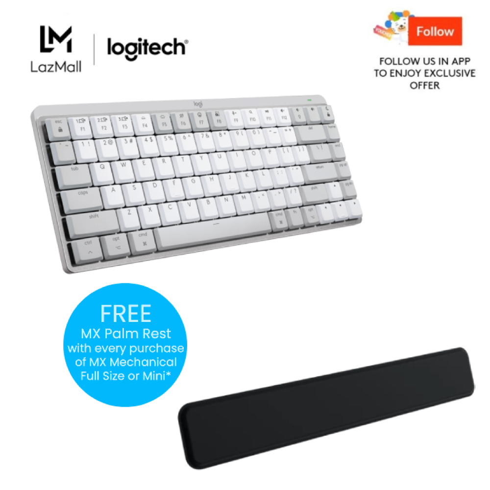 Logitech MX Mechanical Mini Wireless Keyboard + Logitech MX Palm Rest ...