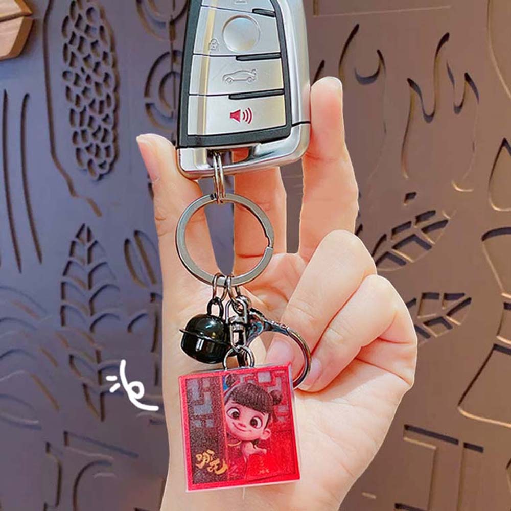 Handmade Plastic Colorful Flashing Ne Zha Keychain With Sound Night ...