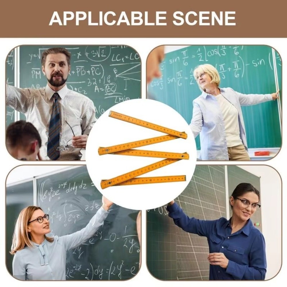 Compact Wooden Folding Ruler 2M Extended Plastic Ruler Dual Sided 1M ...