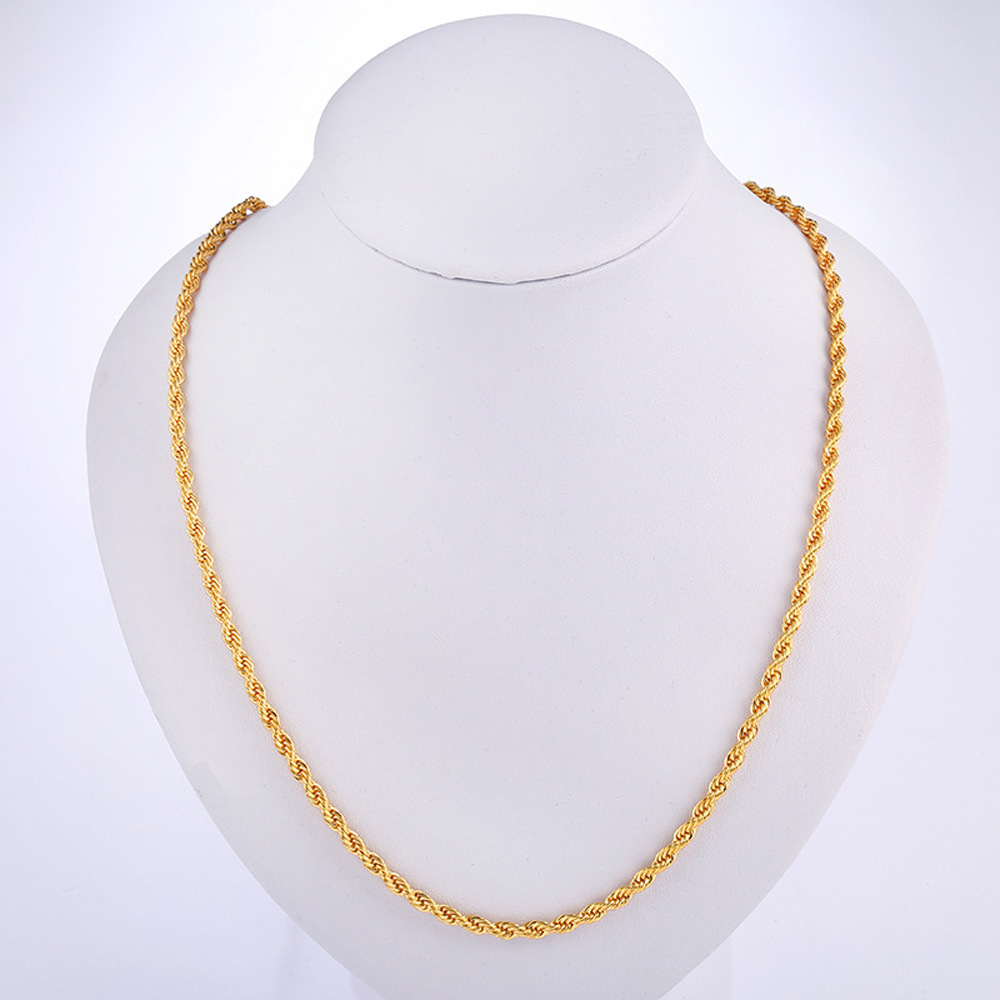 【Hot demand】18K Necklace 4mm Tough Twist Chain Gold-plated Twist Rope ...