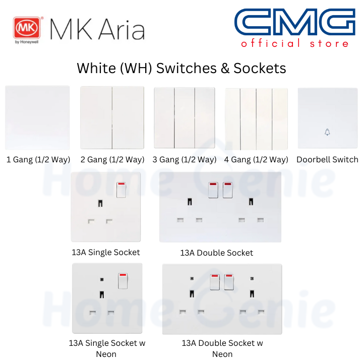MK Honeywell Aria Series House Switch, 13A Socket, Bell Switch ...