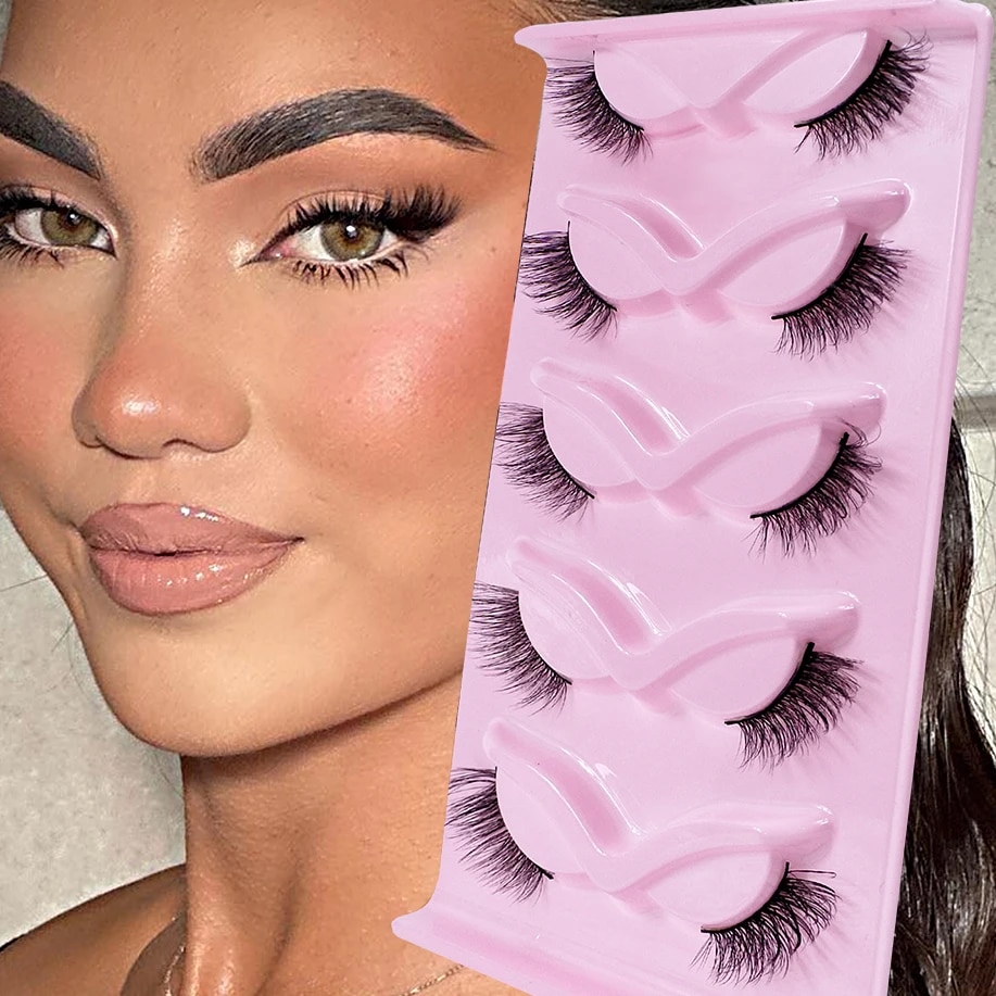 RED SIREN Cat Eye Half False Eyelashes 5Pairs /Pack Fluffy Wispy Lashes ...