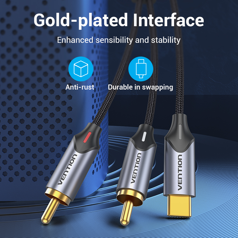 Vention Type C RCA Cable USB C Male to Dual RCA Male Cable For Phone ...
