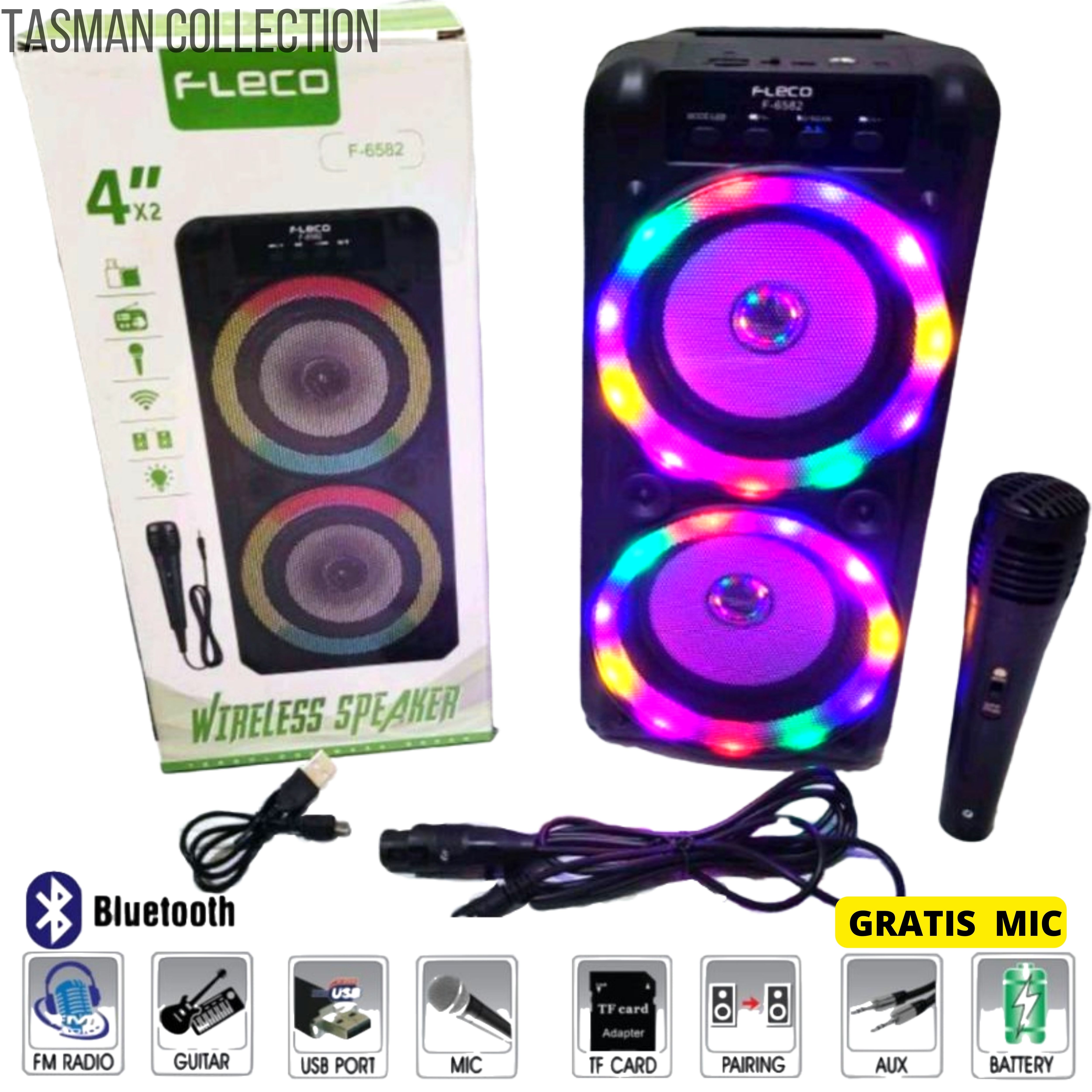 Speaker Bluetooth Karaoke Fleco F 6582 Free Mic/Salon Aktif/Speaker ...