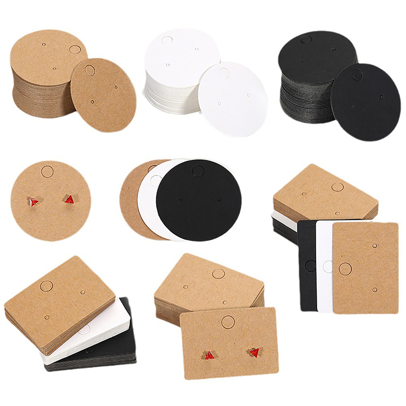 50pcs Round Cardboard Earring Display Cards Blank Kraft Paper Jewelry ...