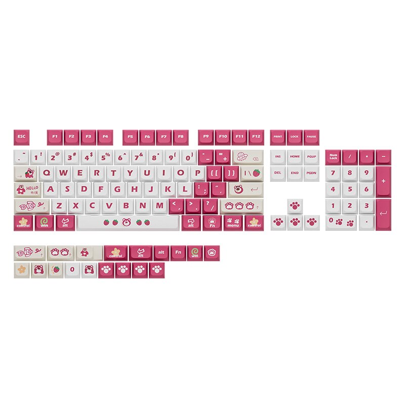Strawberry Bear Keycap XDA Profile Cute Keycap Set PBT DYE SUB ...