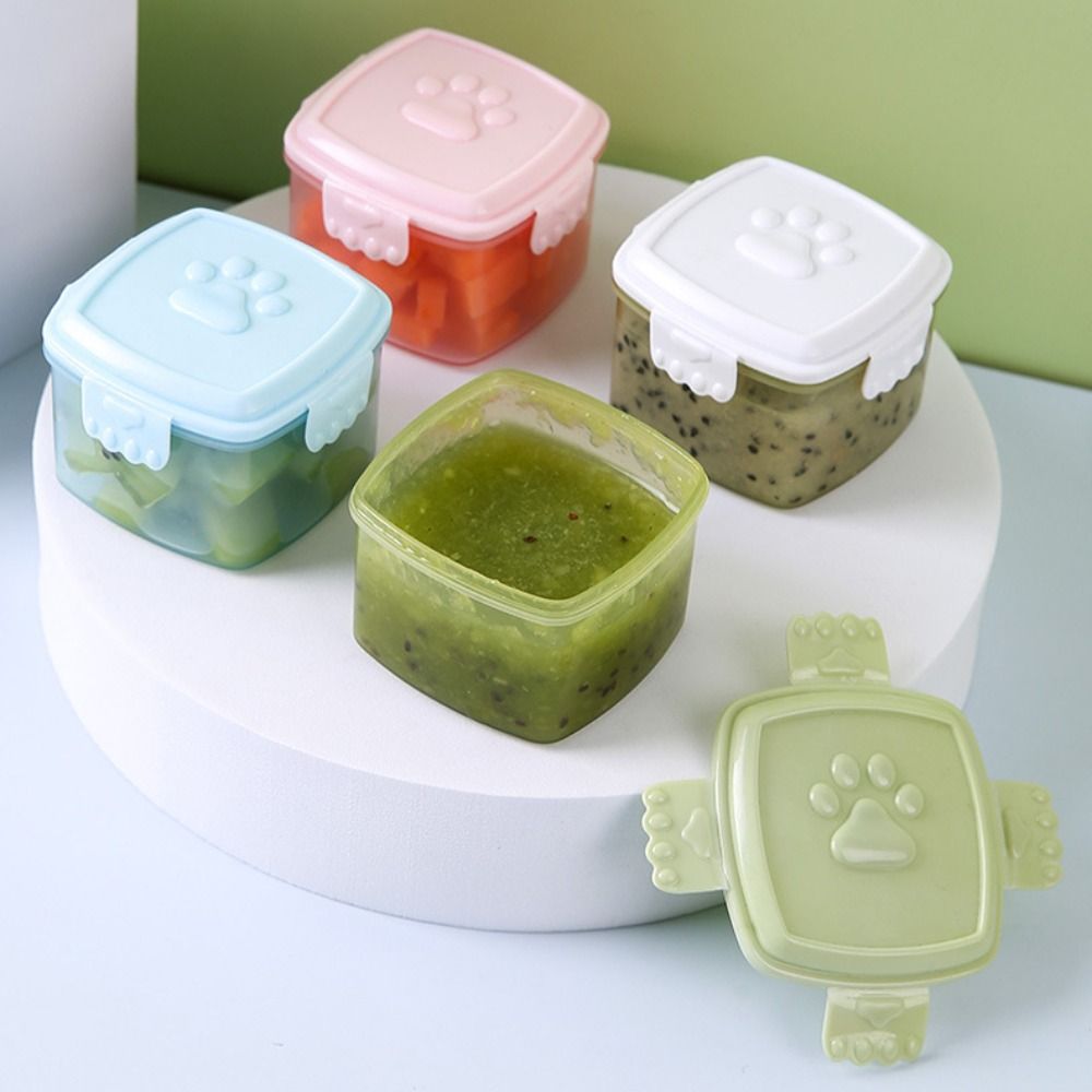 Lunch Box Accessories Plastic Sauce Box Round/square Cat Paw Pattern ...
