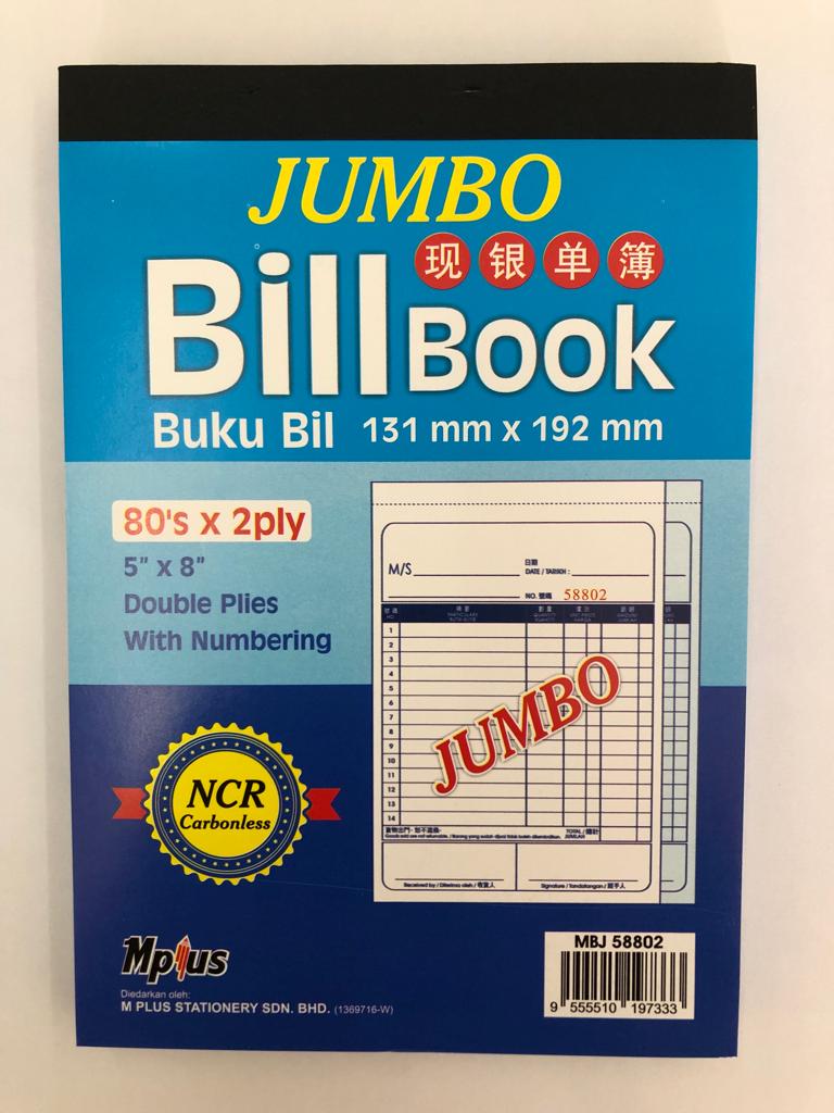 Mplus Bill book jumbo 5"*8"with numbering 80set*2ply carbonless | Lazada