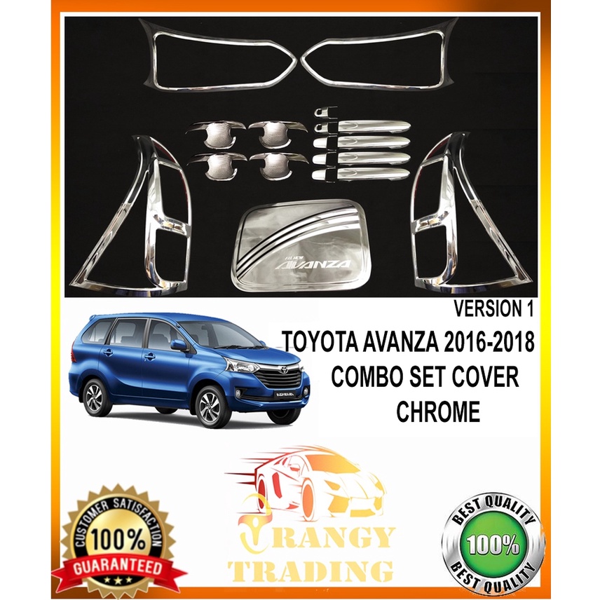 Toyota Avanza 2016 to 2018 Garnish Combo set cover MATTE BLACK / CHROME ...