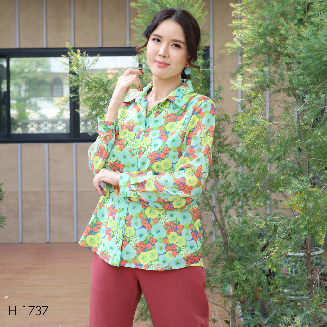 MIKIKO Shirt MI-H1737 โคโม่ ชีราเม้นท์ แขนยาว IGPU22-3 | Lazada.co.th