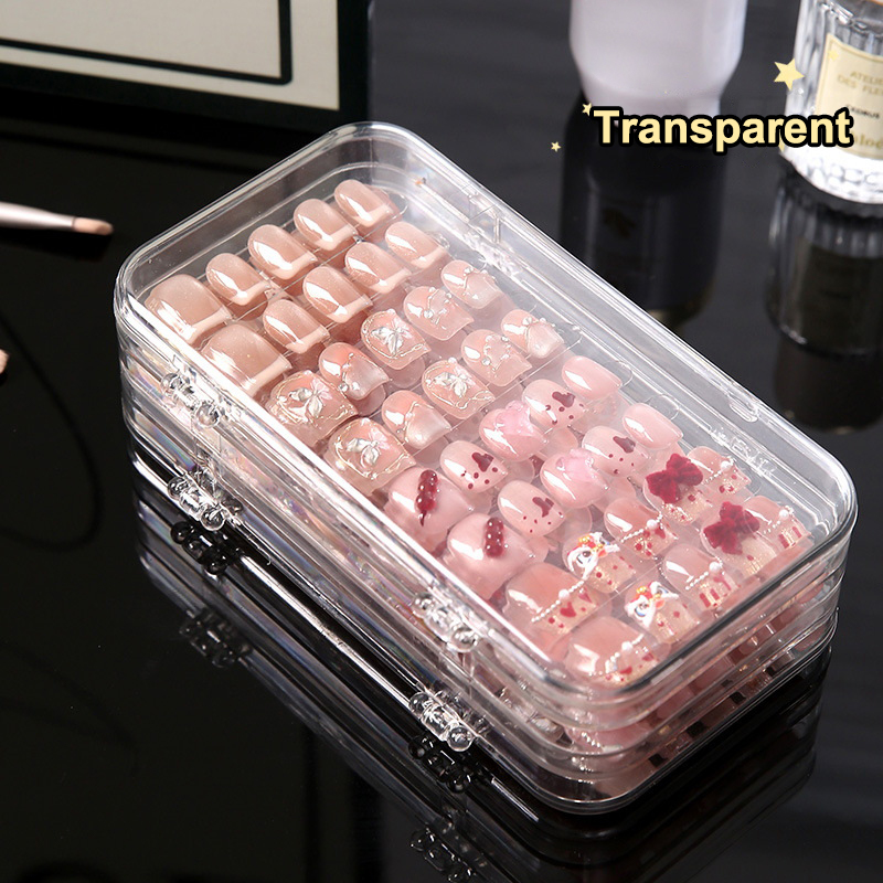 【NEW】 Three-Fold Press-On Nail Storage Boxes Transparent Plastic Nail ...