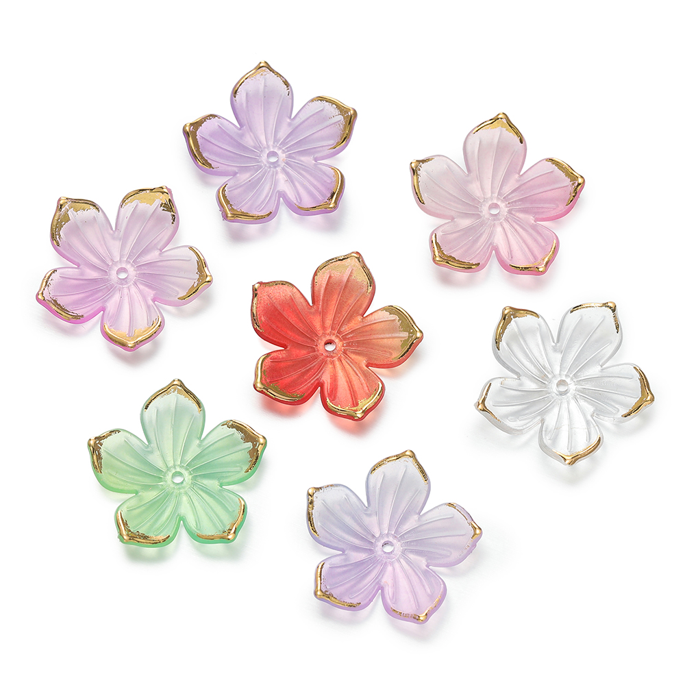 St.kunkka 50pcs Acrylic Cherry Blossoms Beads Gradient Five-petal ...
