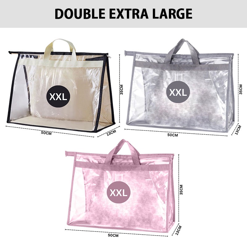 𝗕𝗥𝗘𝗔𝗧𝗛𝗔𝗕𝗟𝗘 》Transparent Handbag Storage Bag Dust Cover Moisture Proof ...