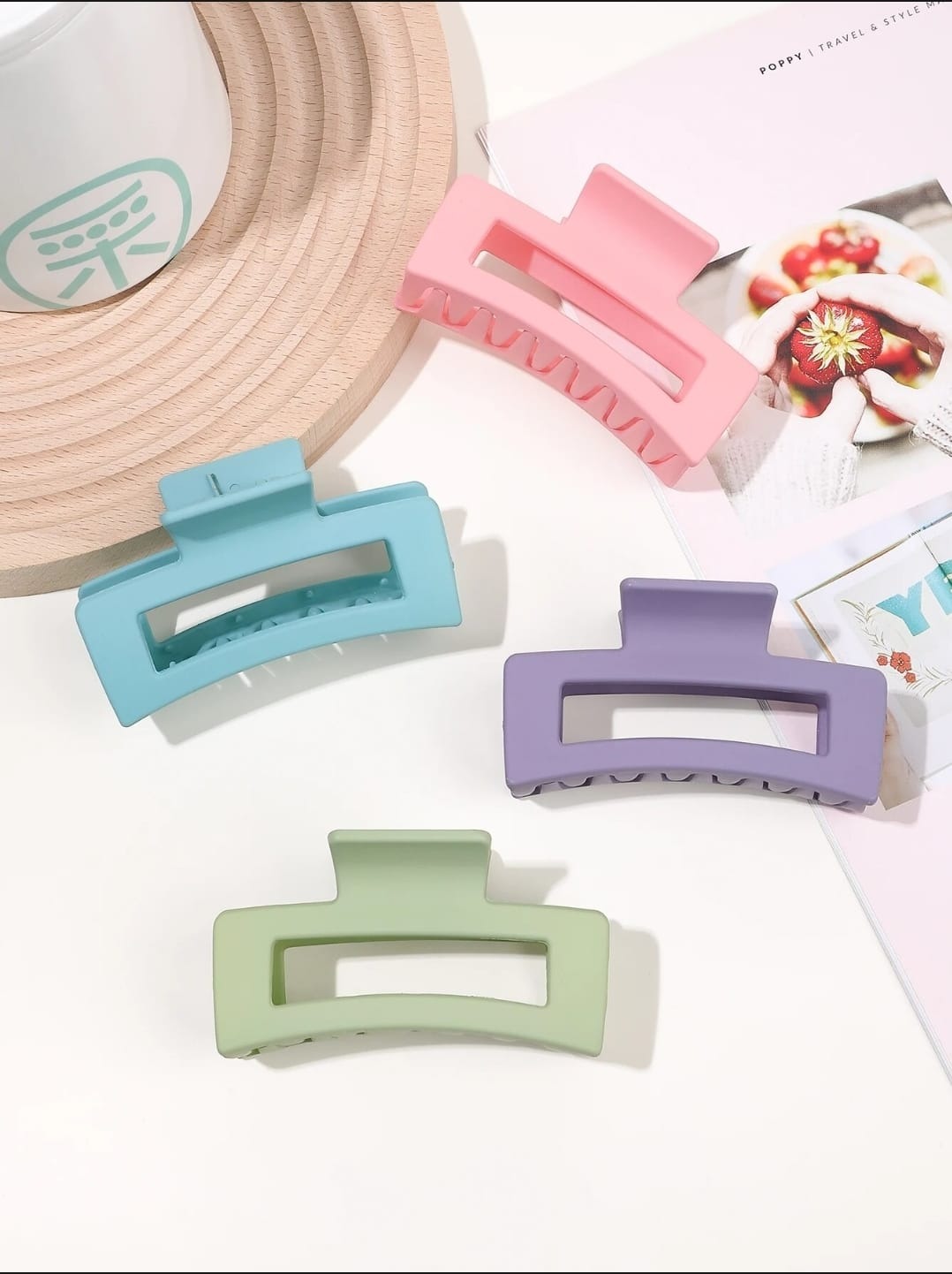 Merab Mall 4pcs Set of Rectangular Hair Clips Solid Color Hair Clips ...