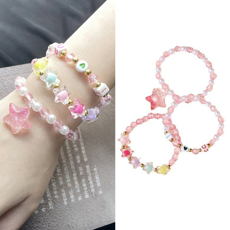 3Pcs/set Bracelet Party Bracelets Star Letter Candy Color Beads ...