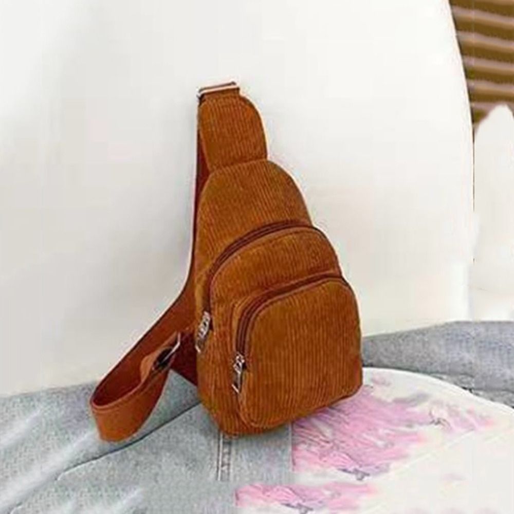 ANGY กระเป๋าสำหรับนักเรียน กระเป๋าหน้าอกผ้าลูกฟูก สีทึบทึบ กระเป๋าสะพาย ...