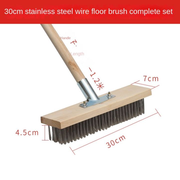 Stainless Steel Wire Floor Scrub Brush with Handle,Stiff Bristle Brush ...