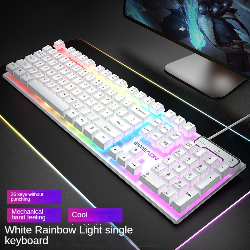I ANGEL Mechanical keyboard and mouse set retro round key wired desktop ...