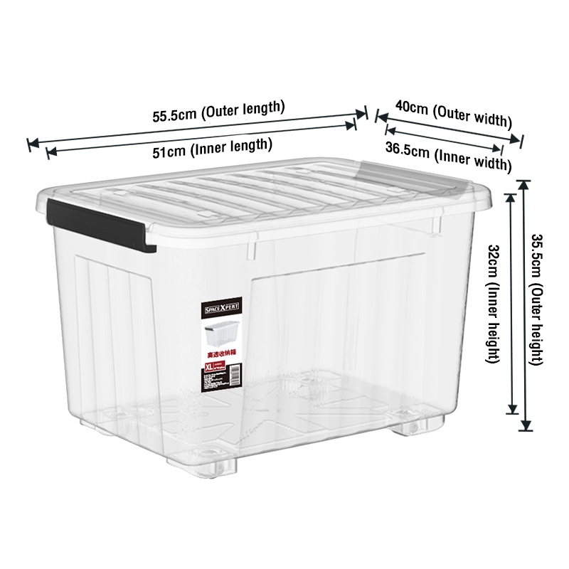 56L 80L 120L Clear Plastic Storage Box Kotak Simpanan Storage Box with ...