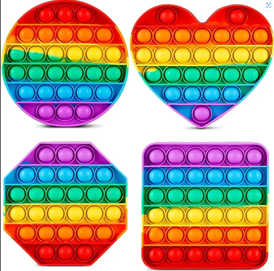 Pack Of 2 Multicolor Rainbow Pop-it Silicon Stress Relief Pop-it For ...