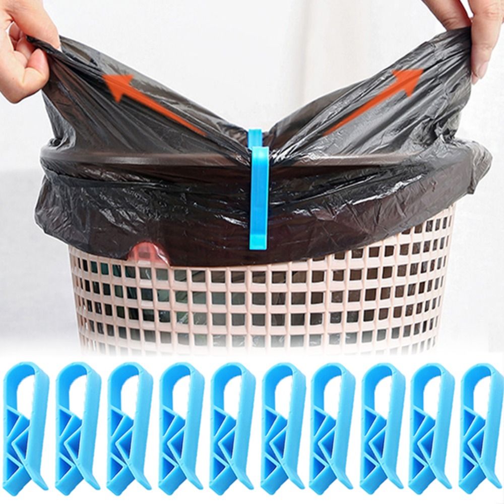 10Pcs Retaining Clamp Plastic Garbage Bags Clip Universal Blue Trash ...