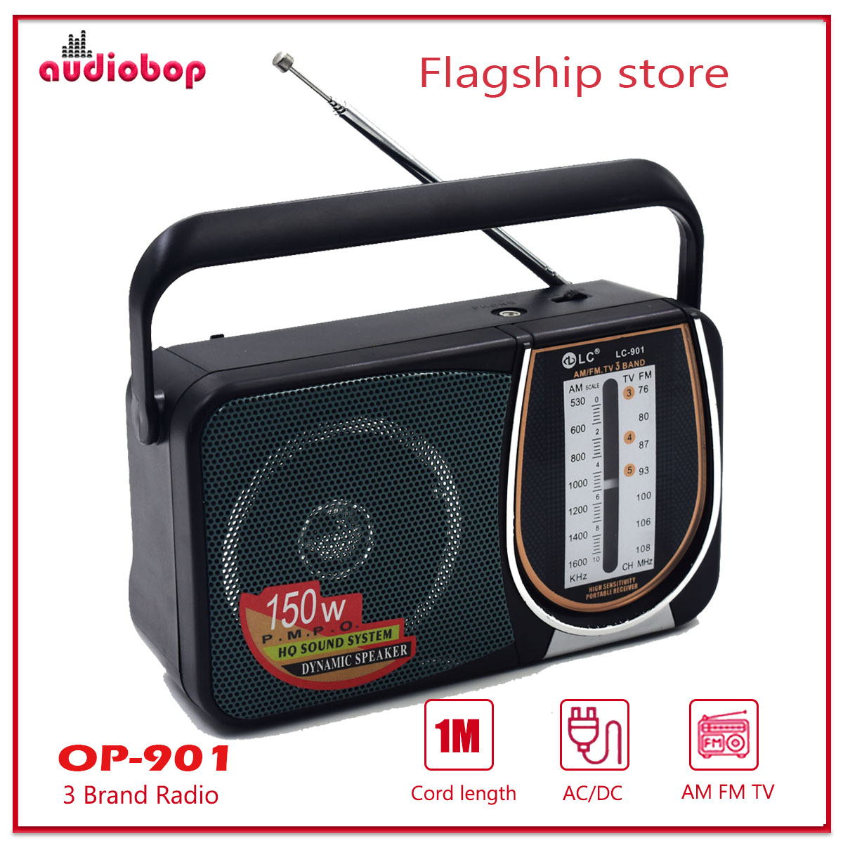 Electric Radio Speaker FM/AM/TV 3band radio AC power and Battery Power ...