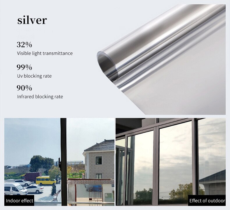 Single mirror film privacy glass sticker reflecting ultraviolet ray ...