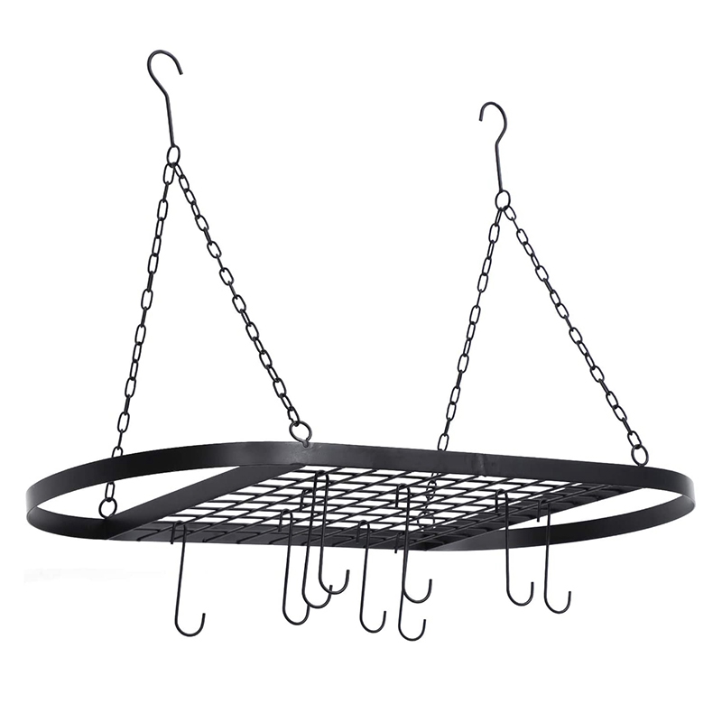 Hanging Pot Pan Rack for Ceiling, Ceiling Mounted Cookware Hanger ...