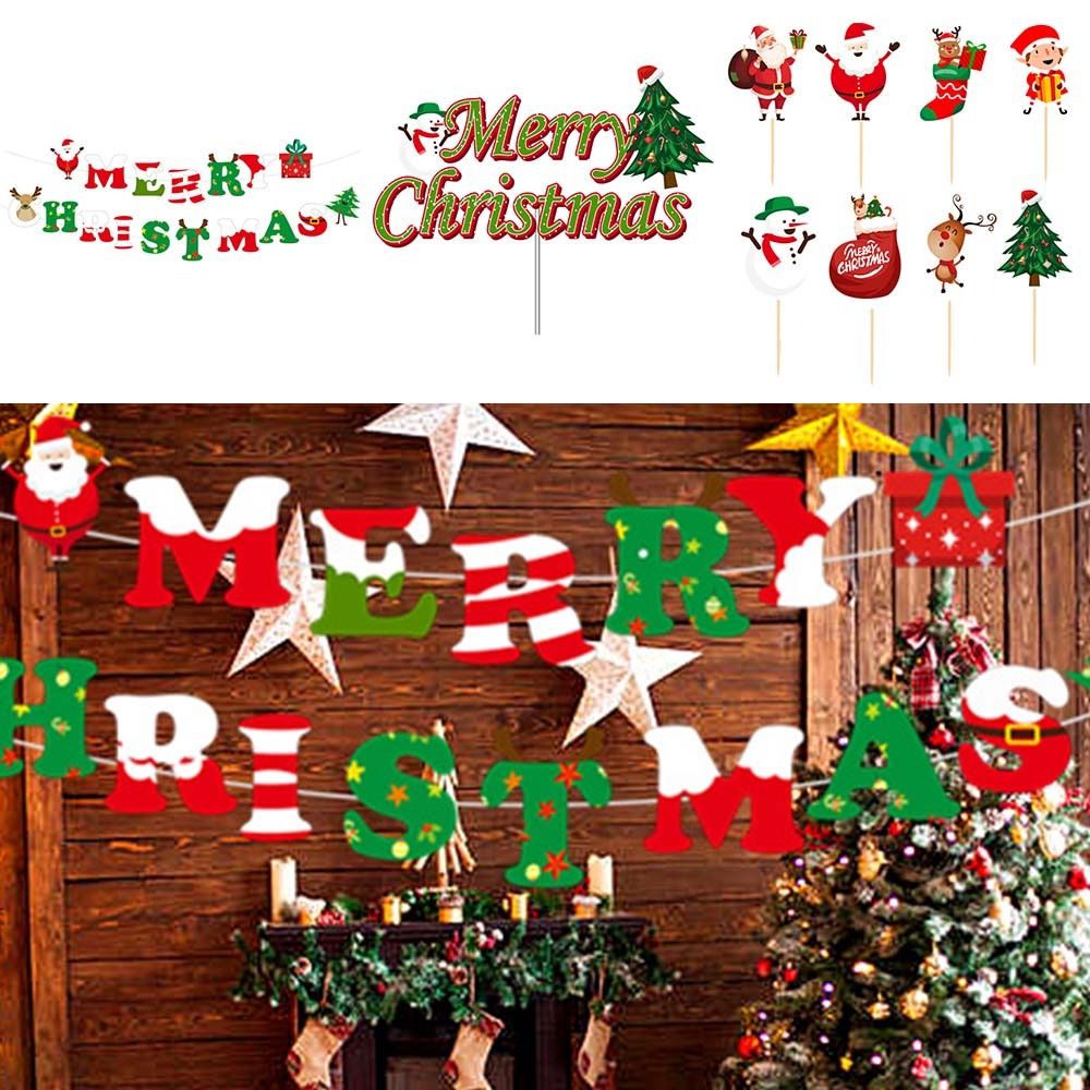 Creative Santa Claus/snowman Christmas Pull Flag Festive Cartoon Cake ...