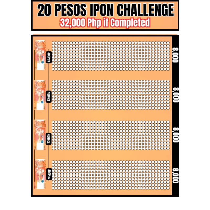 Ipon Chart Guide Sticker Label Peso Sense Ipon Challenge & 1 Bill ...