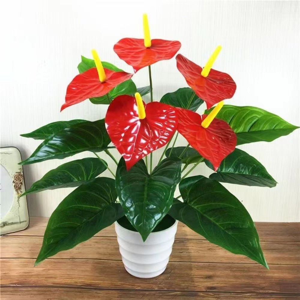 Artificial Plants 35/50CM Artificial Red Palm Plastic Big Herb Plant ...