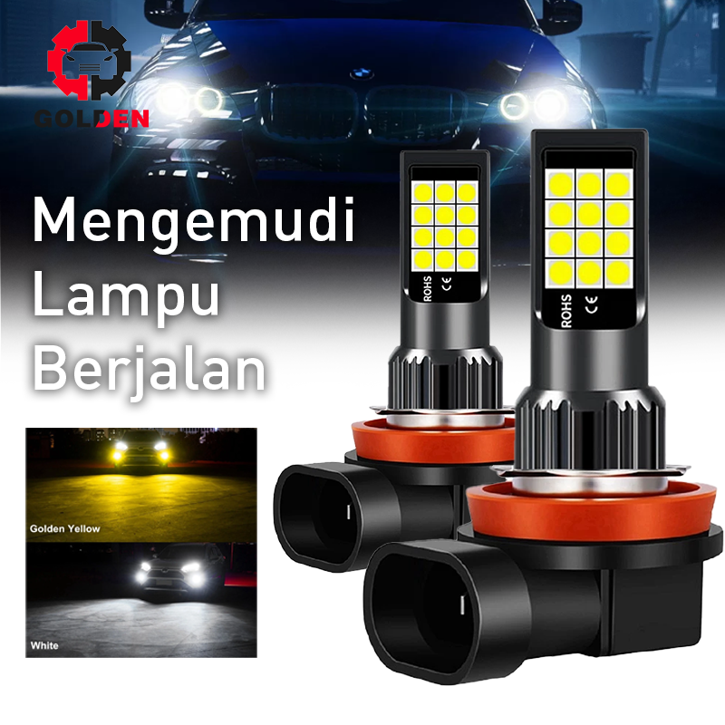 2Pcs Lampu LED Putih H11 Dua Warna untuk Headlight Fog lamp Lampu Kabut LED Untuk Mobil Lampu ...