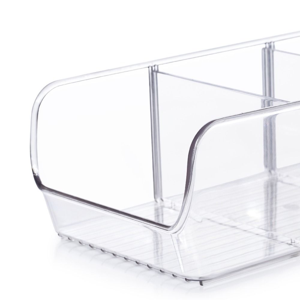 Multi-Use 3 Compartment Food Storage Organizer Bins Clear Plastic Clear ...