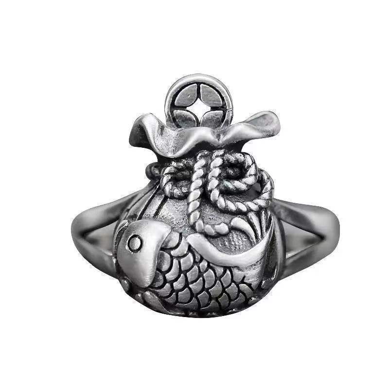 【Fashion-forward】New Vintage Money Bag Opening Adjustable Ring for and ...