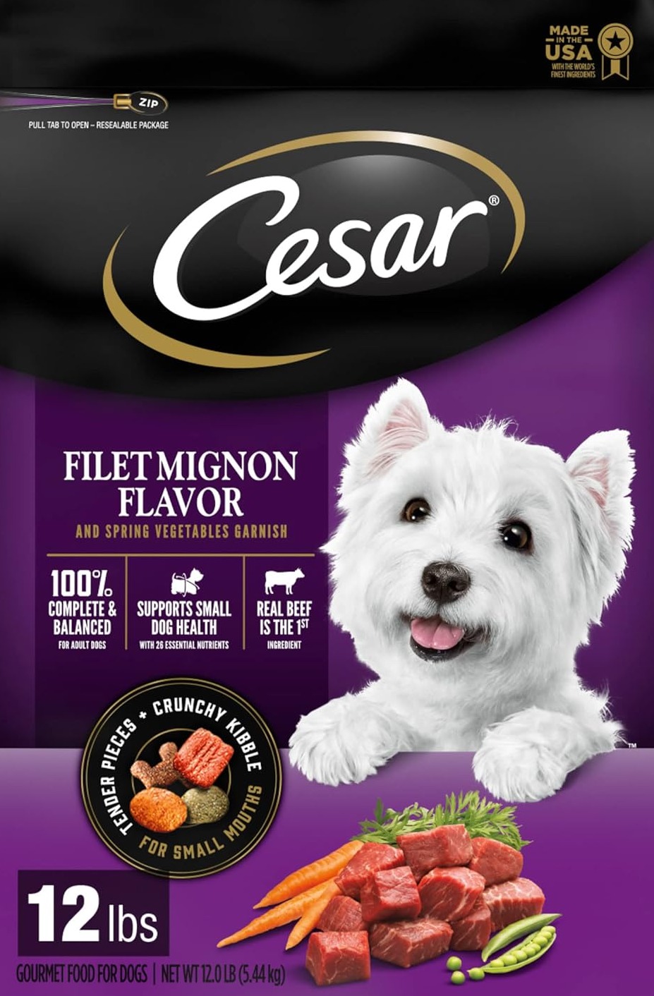 CESAR Small Breed Adult Dry Dog Food Filet Mignon Flavor with Spring ...