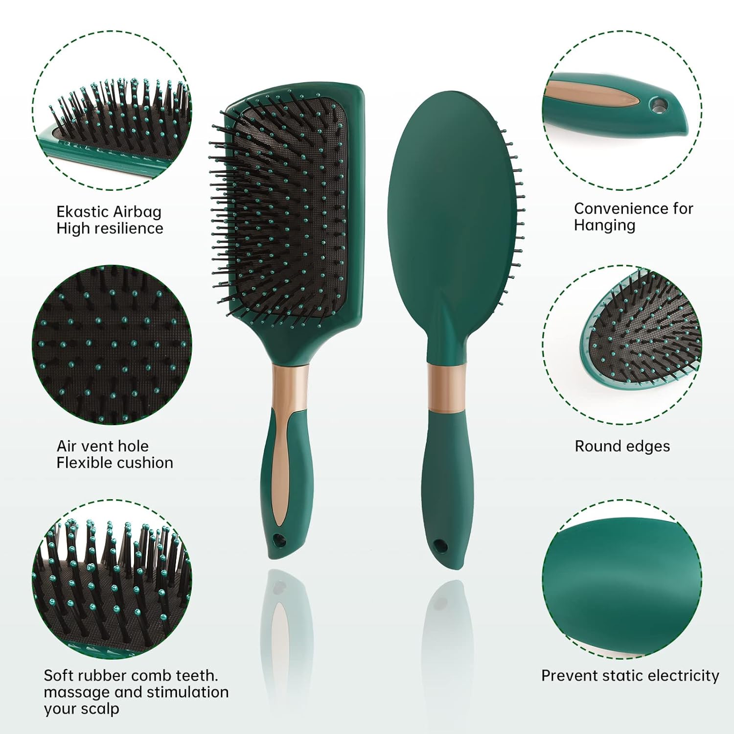 4 Pieces Hair Brush Set Anti-Static Massage Oval Comb Round Hair Brush ...
