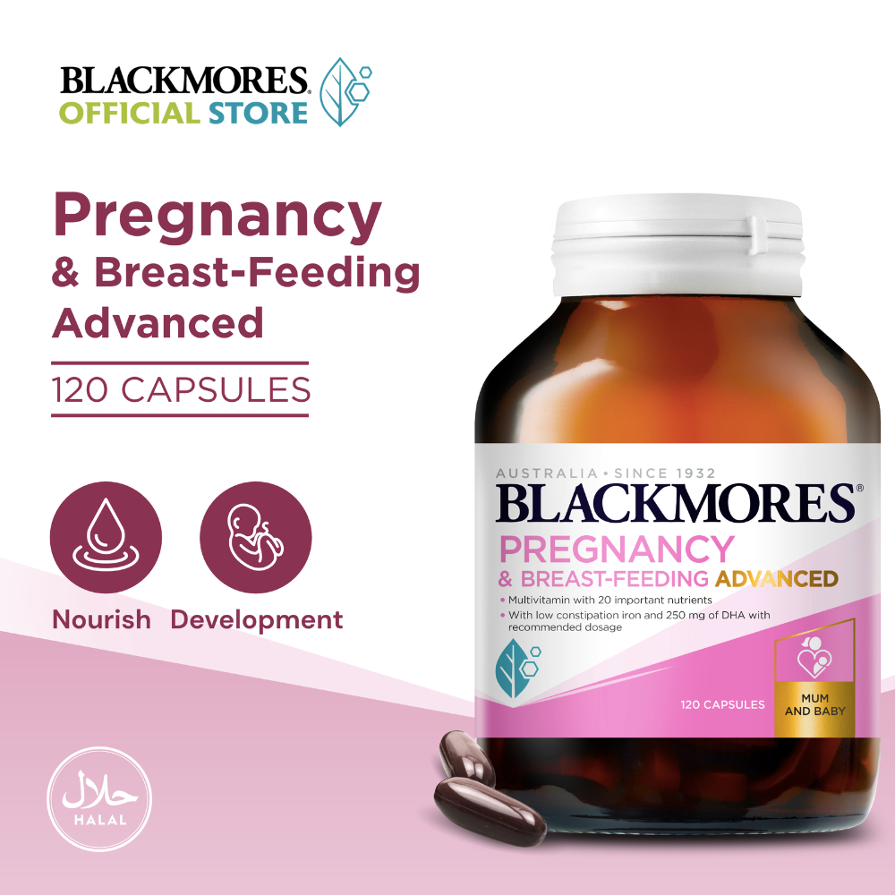 Blackmores Pregnancy & Breast Feeding Advanced -120s (Halal Certified ...