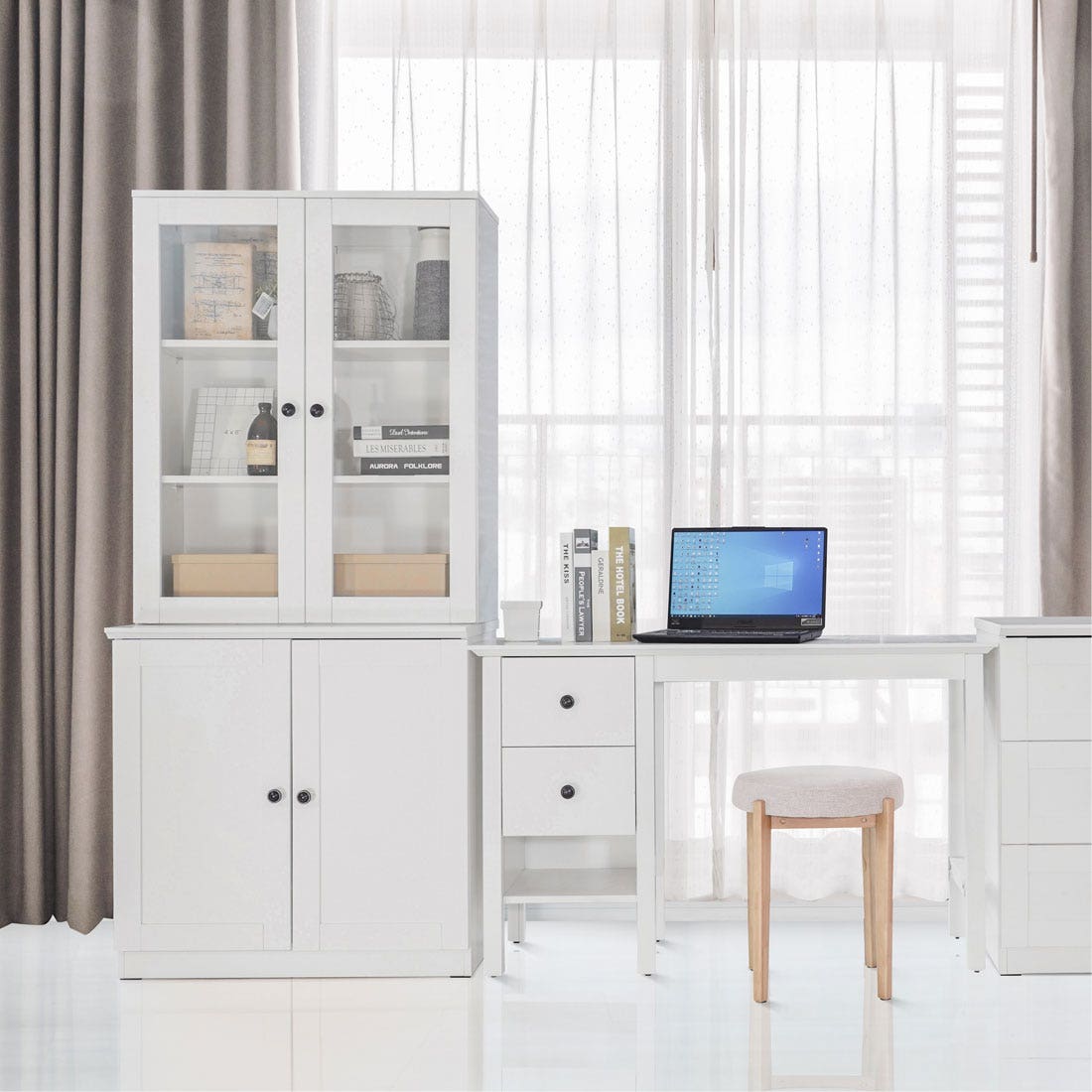 Koncept Furniture Working Desk Sets 200 cm. Moneta White White ...